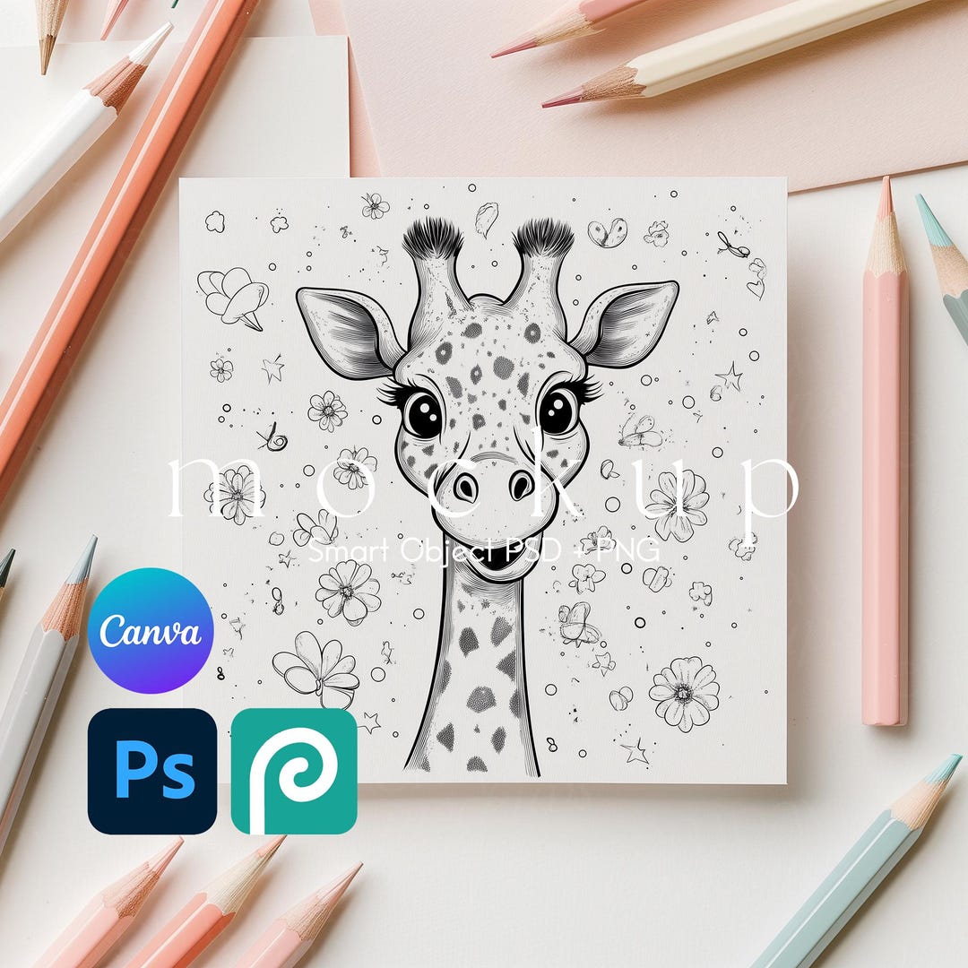 Kids Coloring Page Mockup, Activity Drawing Page Mockup, Square ...