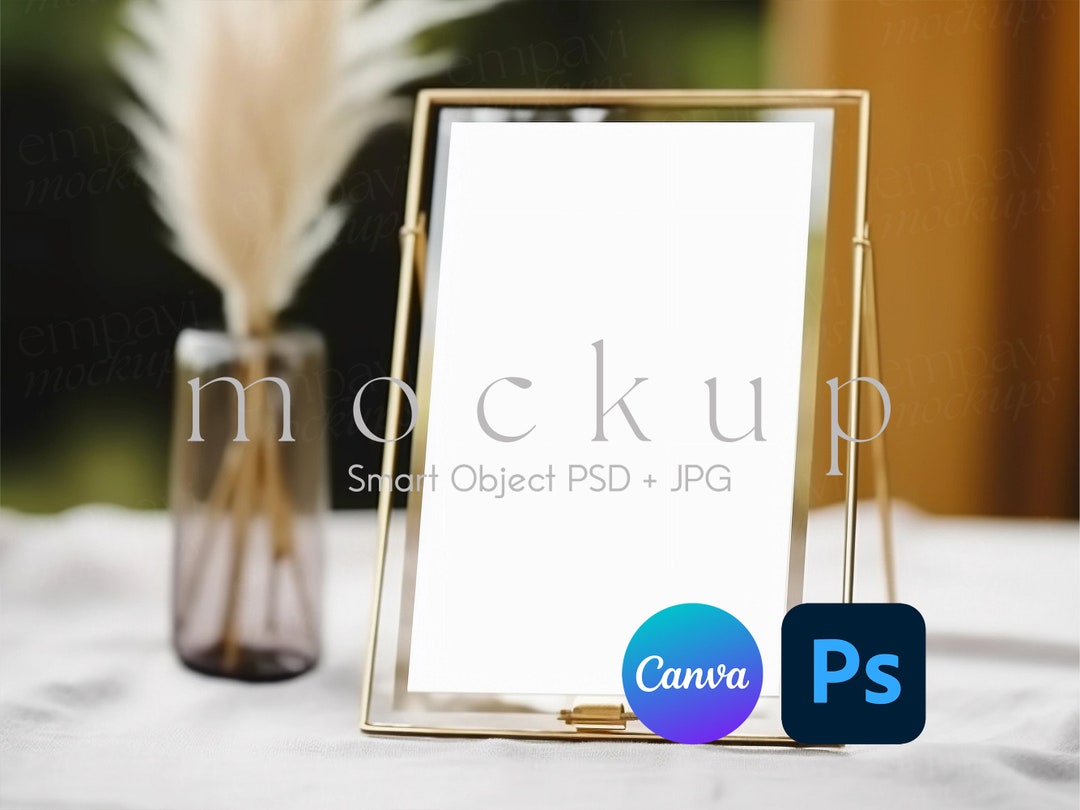 5x7 Table Number Mockup, Gold Frame Mockup, Wedding Sign Mockup ...