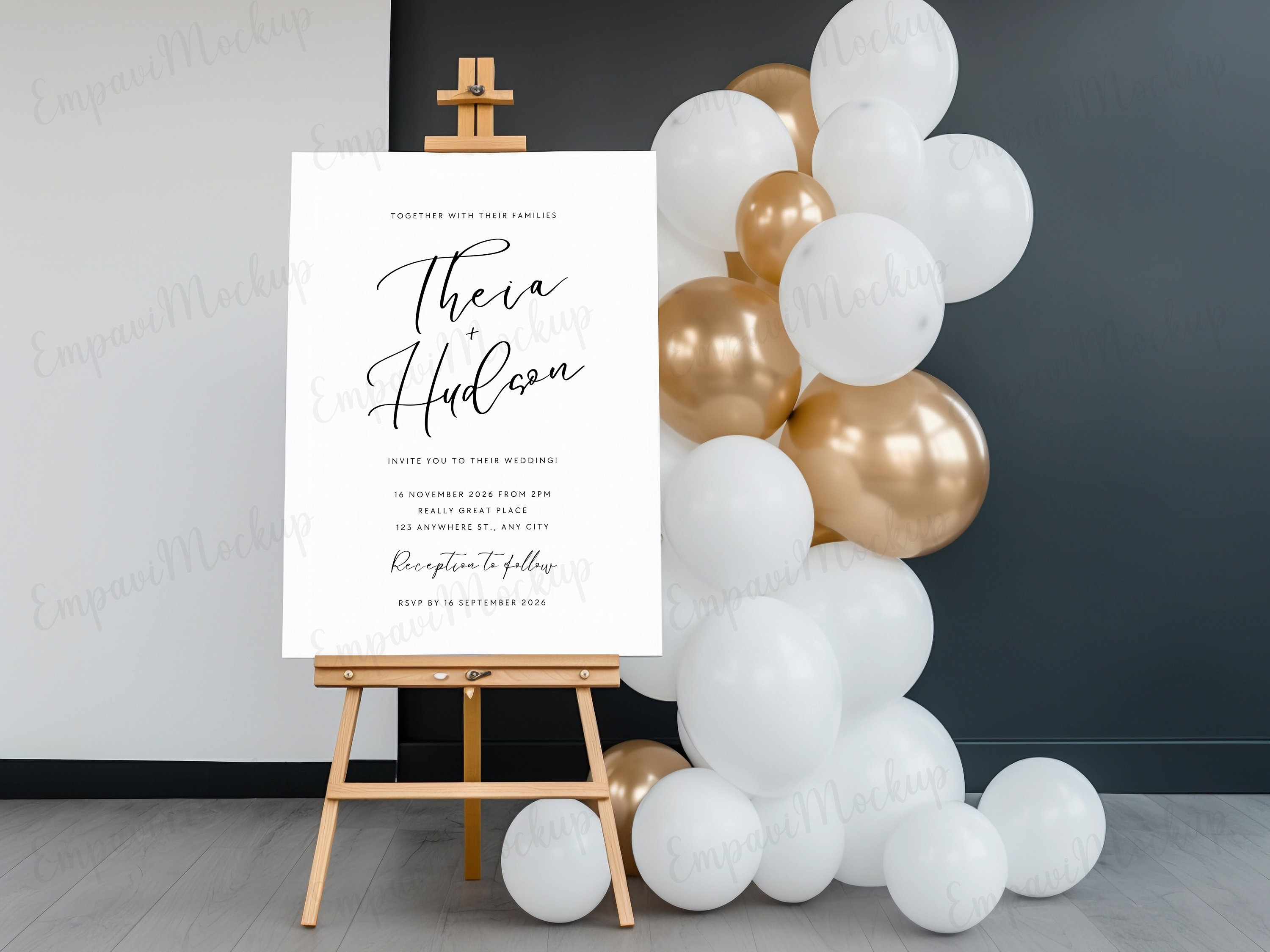 3x4 Easel Mockup, Invitation Mockup, Balloon Mockup, Wedding Sign ...
