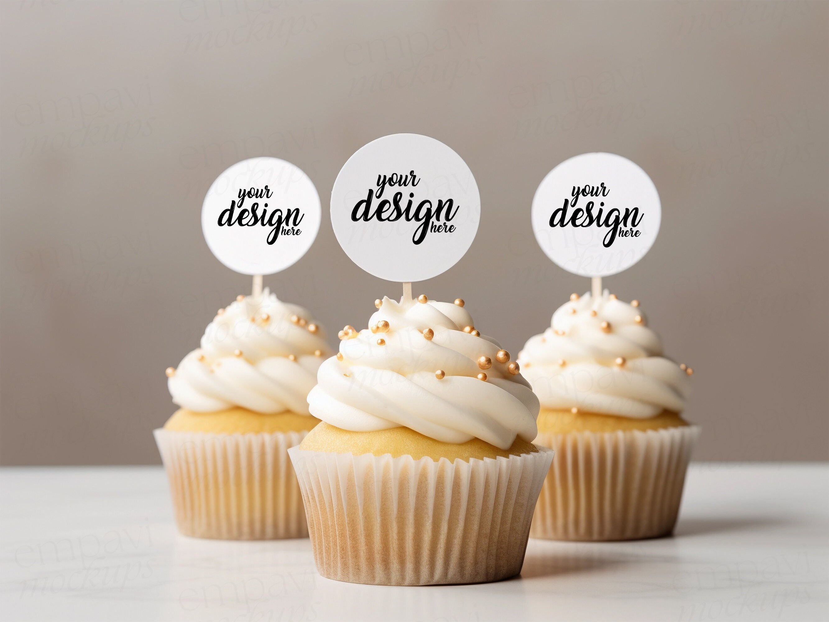 Cupcake Toppers Mockup, Favor Tag Mockup, Gift Tag Mockup, Cupcake ...