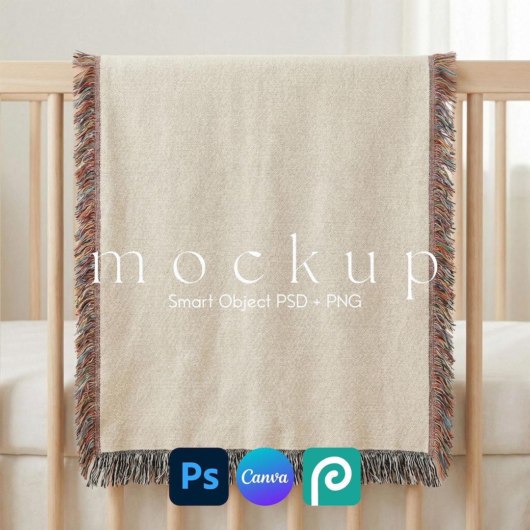 Nursery Woven Blanket Mockup, Woven Blanket Printify Mockup, Woven ...