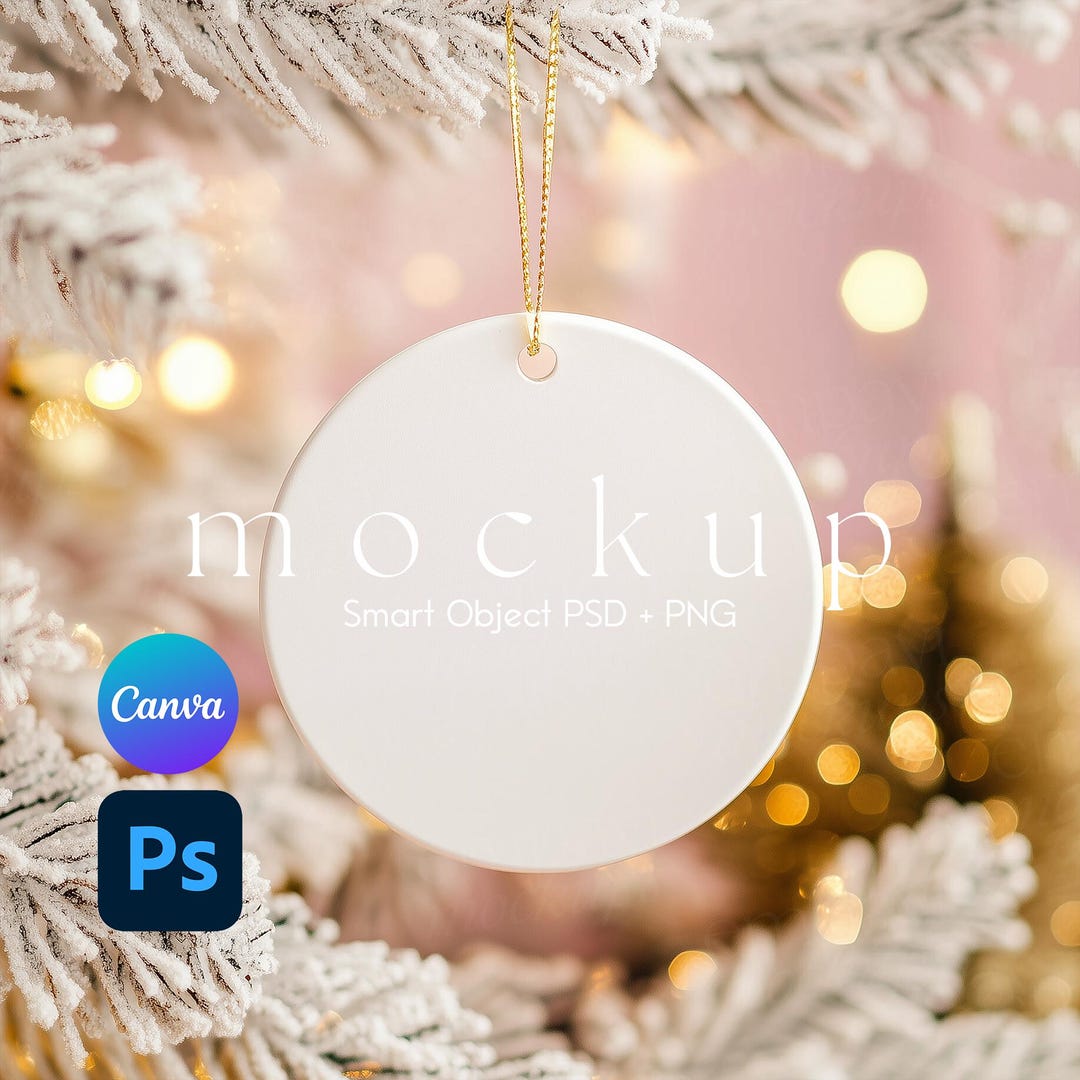 Christmas Ornament Mockup, White Ceramic Ornament Mockup, Hanging ...
