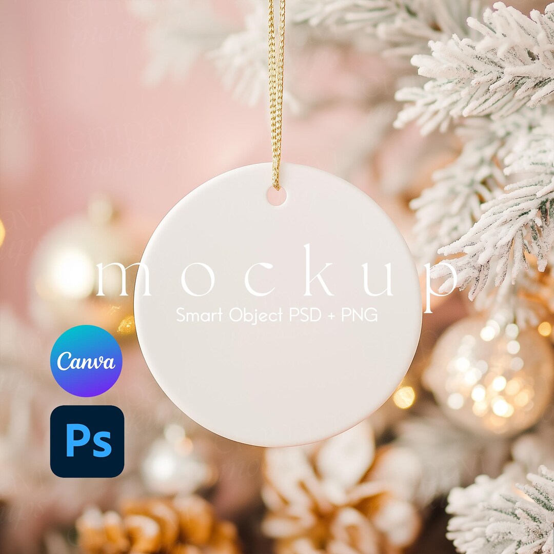 Christmas Ornament Mockup, Hanging Ornament Mockups, Round Ornament ...