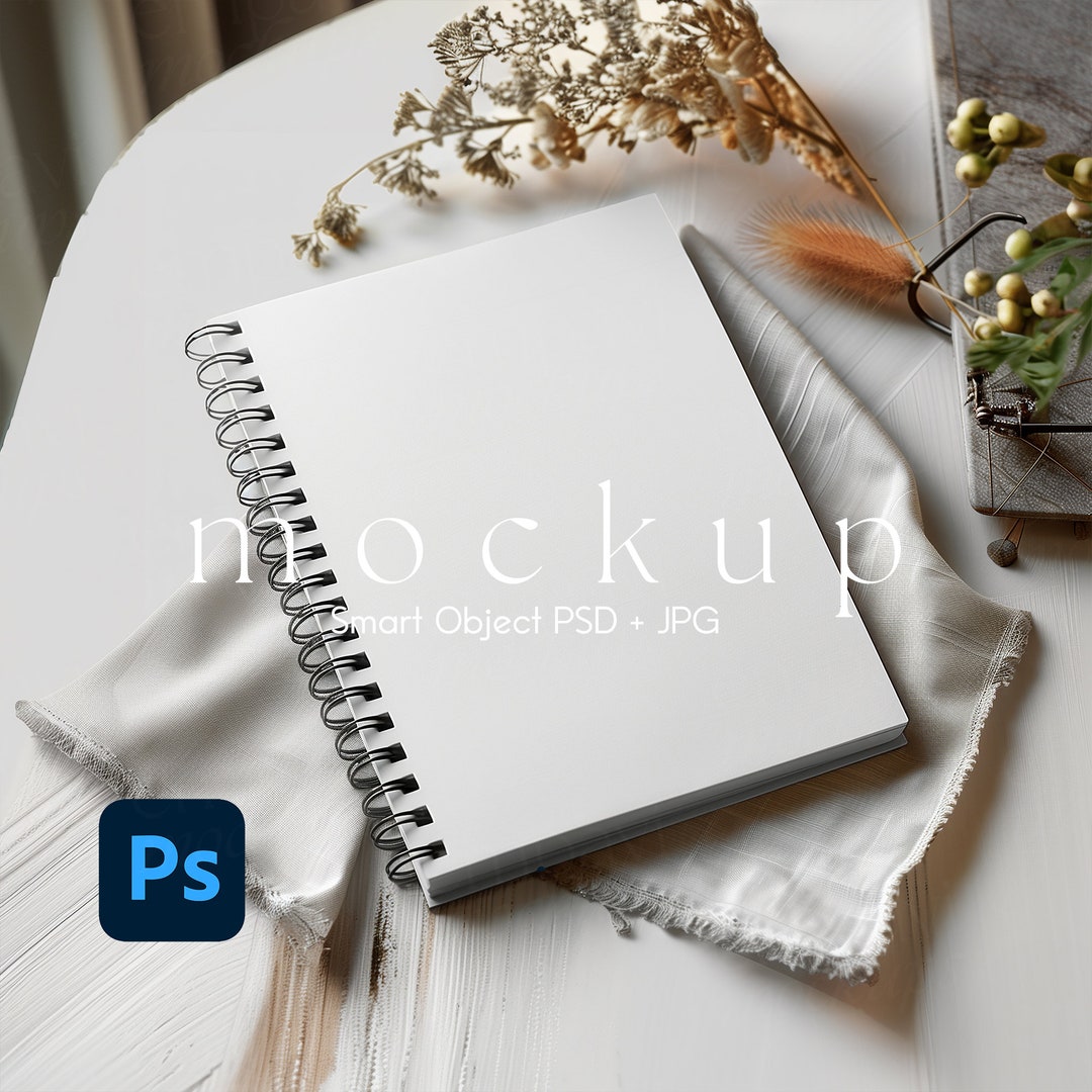 Spiral Notebook Mockup, Spiral Planner PNG and PSD, Journal Mockup ...