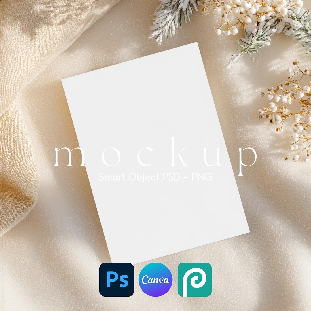 5x7 Christmas Card Mockup, Invitation Mockup, Greeting Card Mockup, New ...