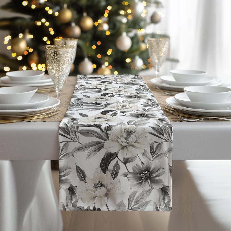 Table Runner Mockup, Christmas Table Runner Mockup, Blank Table Runner ...