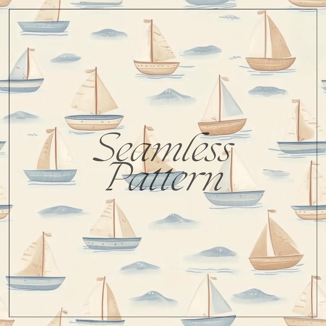 Seamless Children's Sailboat Pattern, Nautical Digital Paper, Wallpaper ...