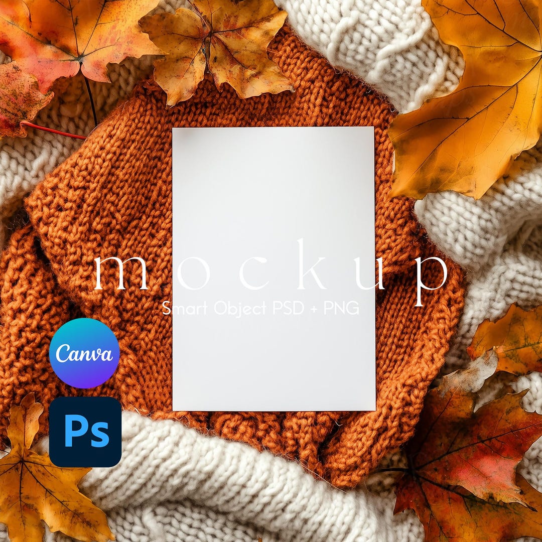 Invitation Mockup, Greeting Card Mockup, 5x7 Card Mockup, Autumn Card ...