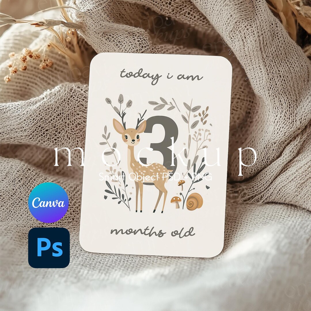 Baby Milestone Card Mockup, Neutral Gender Baby Cards Mockup, 5x7 Card ...
