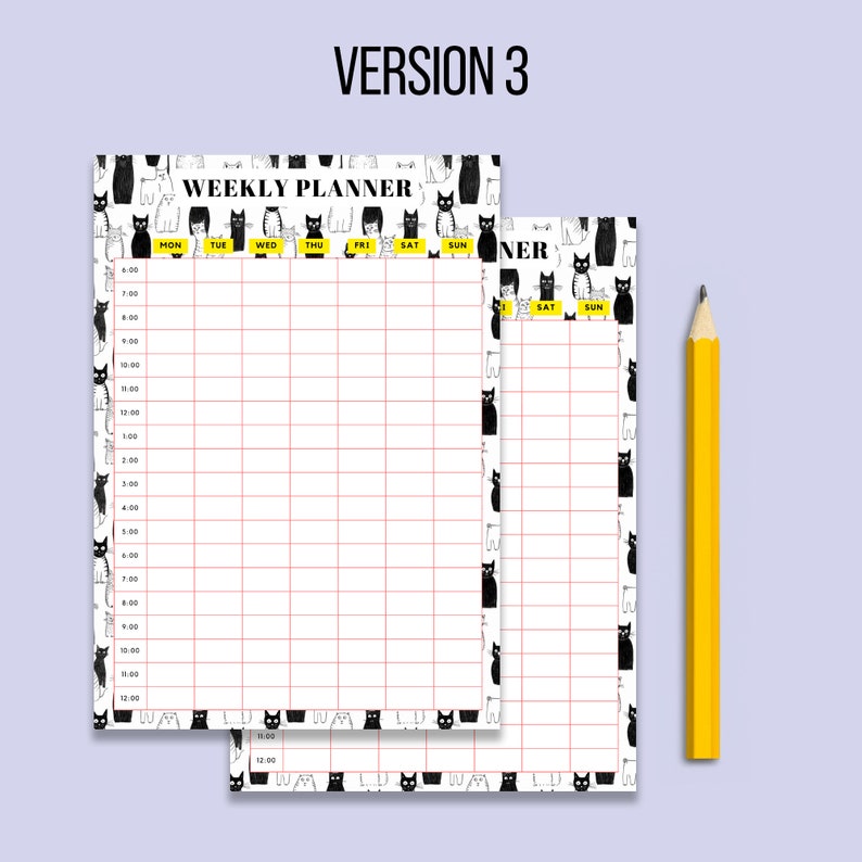 Cute Cats Weekly Planner Printable to Do List, 4 Versions PDF Template ...