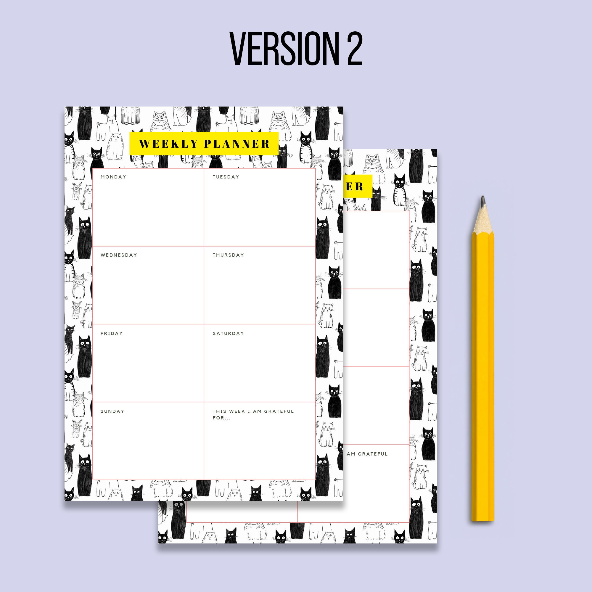 Cute Cats Weekly Planner Printable to Do List, 4 Versions PDF Template ...