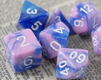 Pastel Colours Dice Set, 7 Piece Polyhedral Dnd Dice, Green/blue/pink ...
