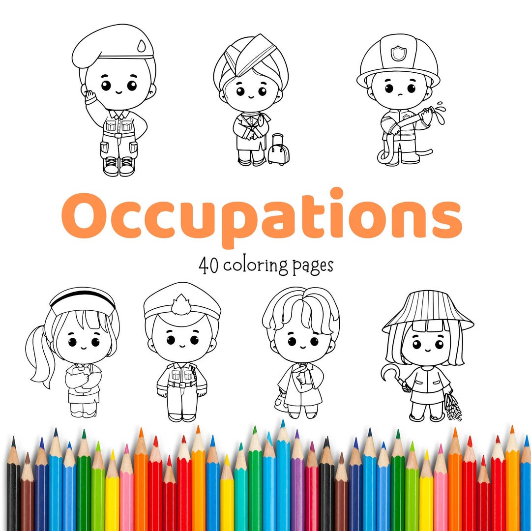 Occupations Coloring Book for Kids – 40 Pages PDF – Printable Job Theme ...