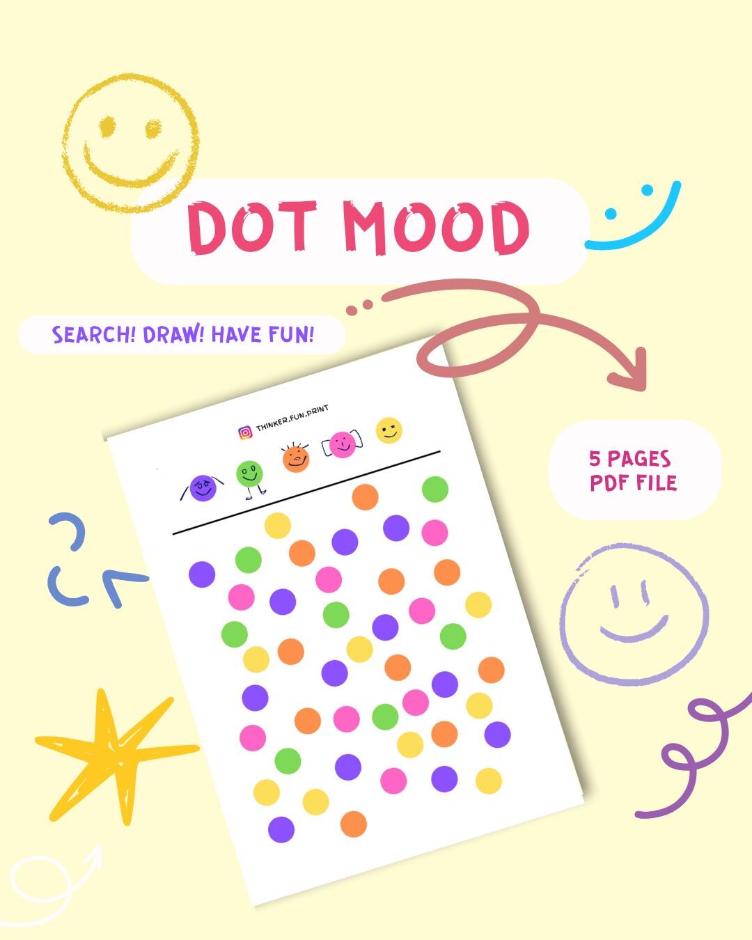 Dot Mood PDF Activities: Shapes, Emotions, Focus Skills Worksheets - Etsy