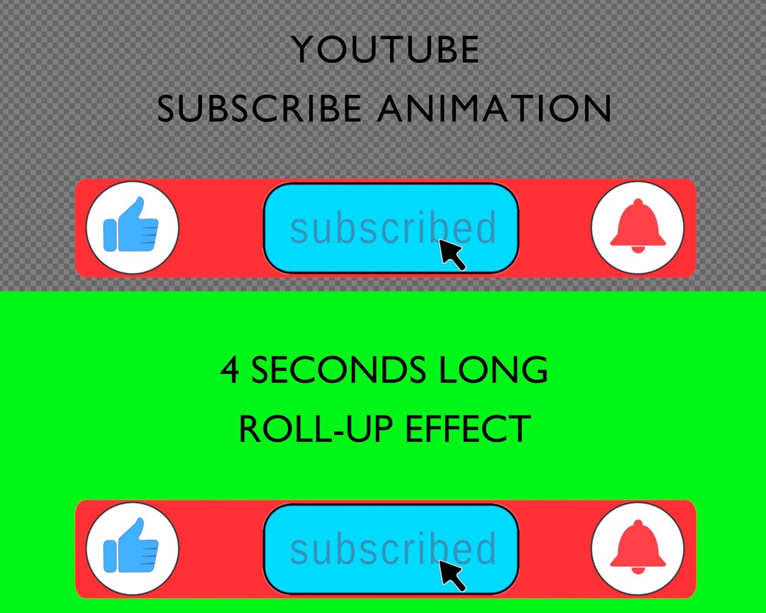 Youtube Roll-out Roll-up Subscribe Animation Overlay With Animated Like Button, Subscribe Button ...