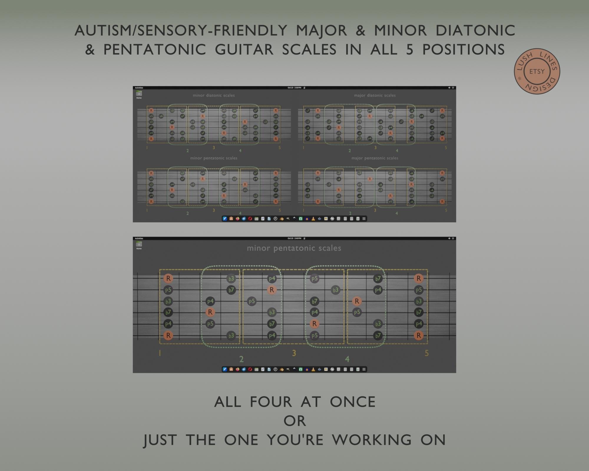 Wallpaper and Printable Autism/sensory Processing Disorder-friendly Major and Minor Diatonic and ...