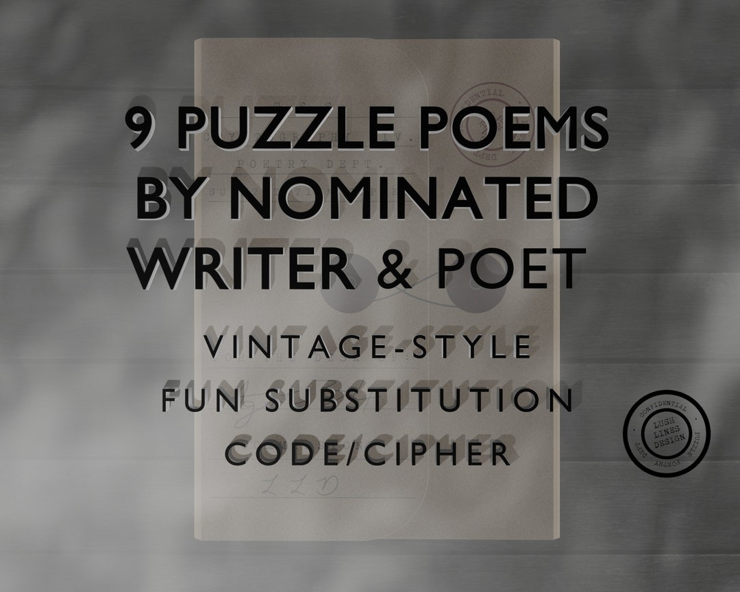Cryptography Puzzle Poems With a Secret Agent Theme, Printable ...