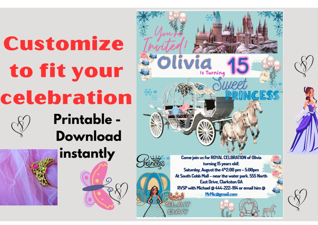 Printable - Instant Download - Customizable - Invitations - Birthday ...