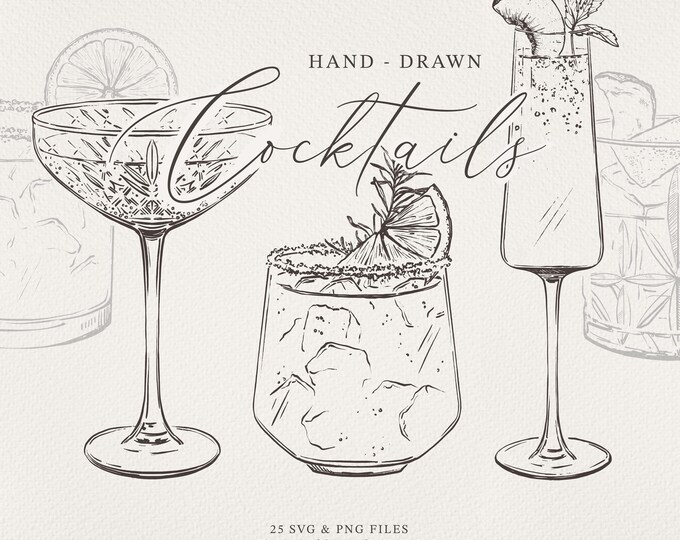 Cocktail Clipart, Cocktails PNG / SVG, Signature Drink Sign Svg ...