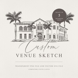 Hand-drawn Wedding Venue Illustration | Custom Venue Sketch | Bespoke ...