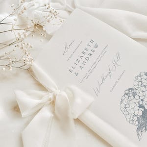 Printable Wedding Program Template With Hydrangea Flowers | Dusty Blue ...