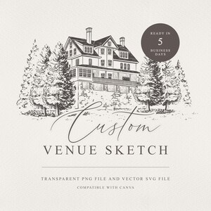 Custom Venue Sketch for Destination Wedding Wedding Venue Illustration ...