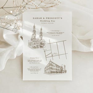 Custom Wedding Map Illustration With 2 Venues Destination Wedding ...