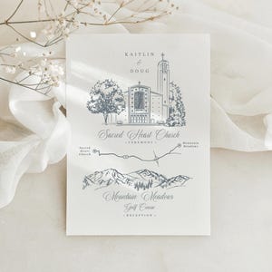 Custom Wedding Map Illustration With 2 Venues Destination Wedding ...