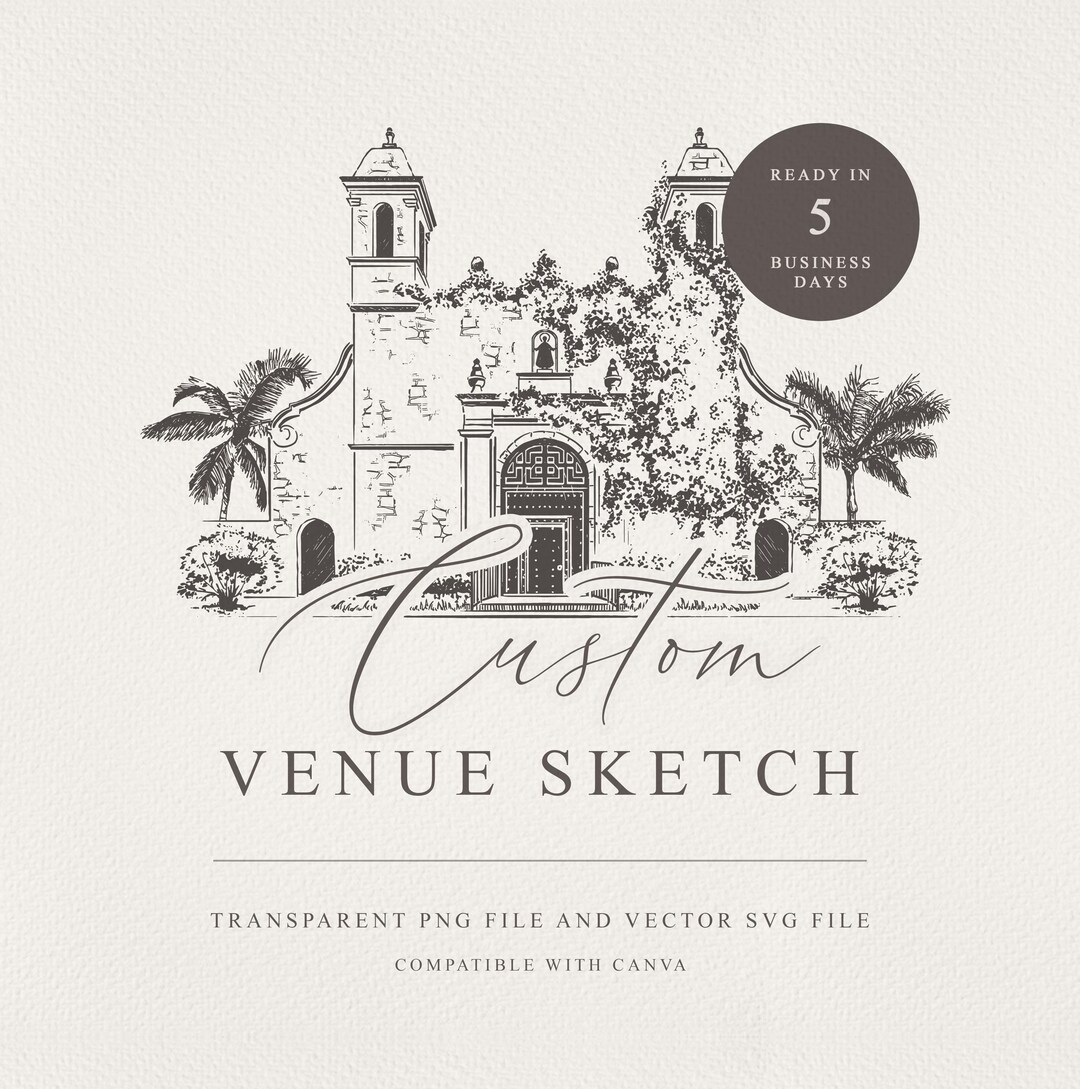 Custom Venue Sketch for Destination Wedding Wedding Venue Illustration ...