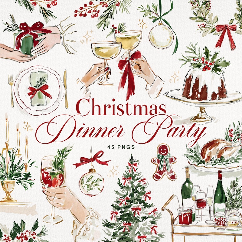 Friendsmas Dinner Clipart - Etsy