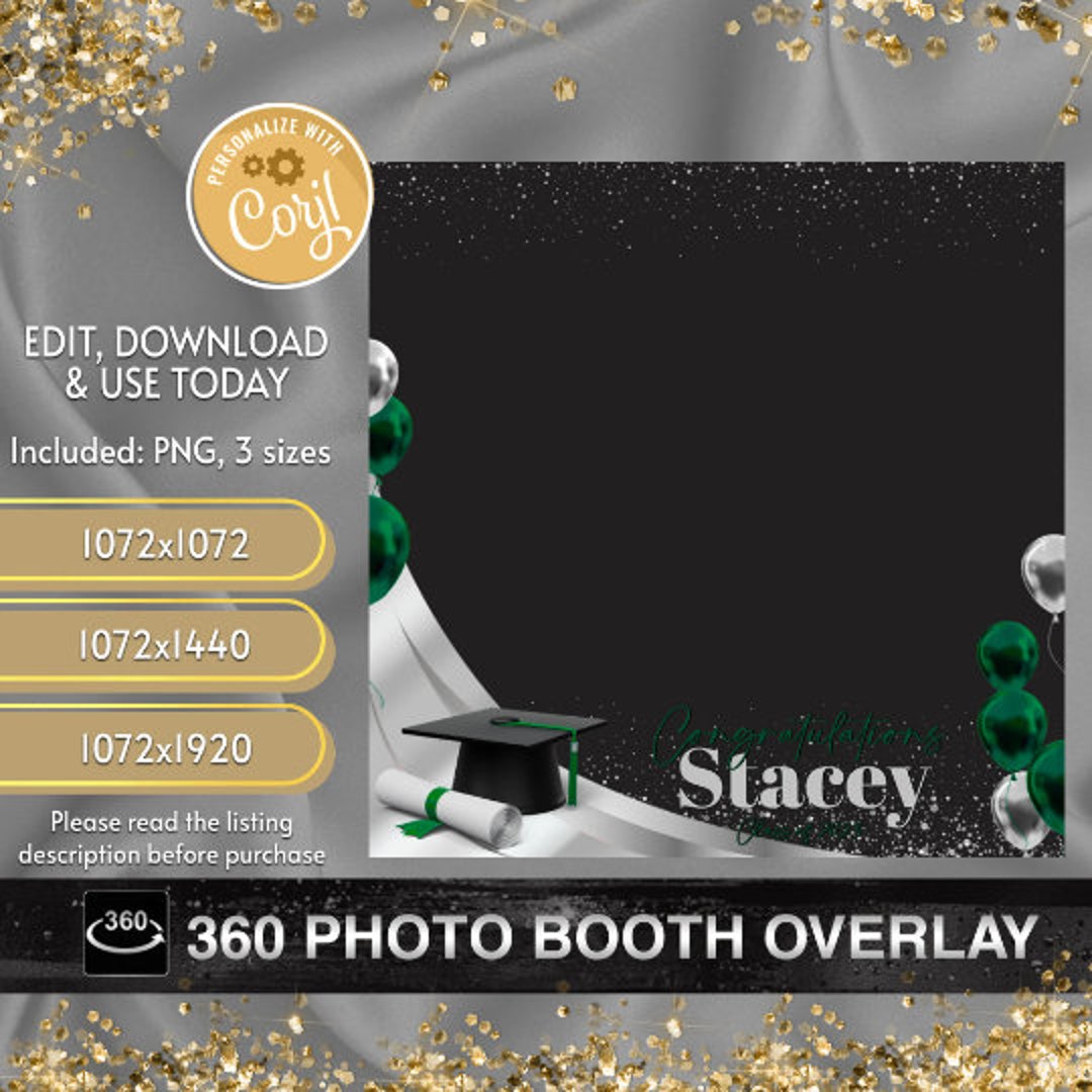 360 Graduation Overlay Green Silver Grad Party Booth 360 Video - Etsy
