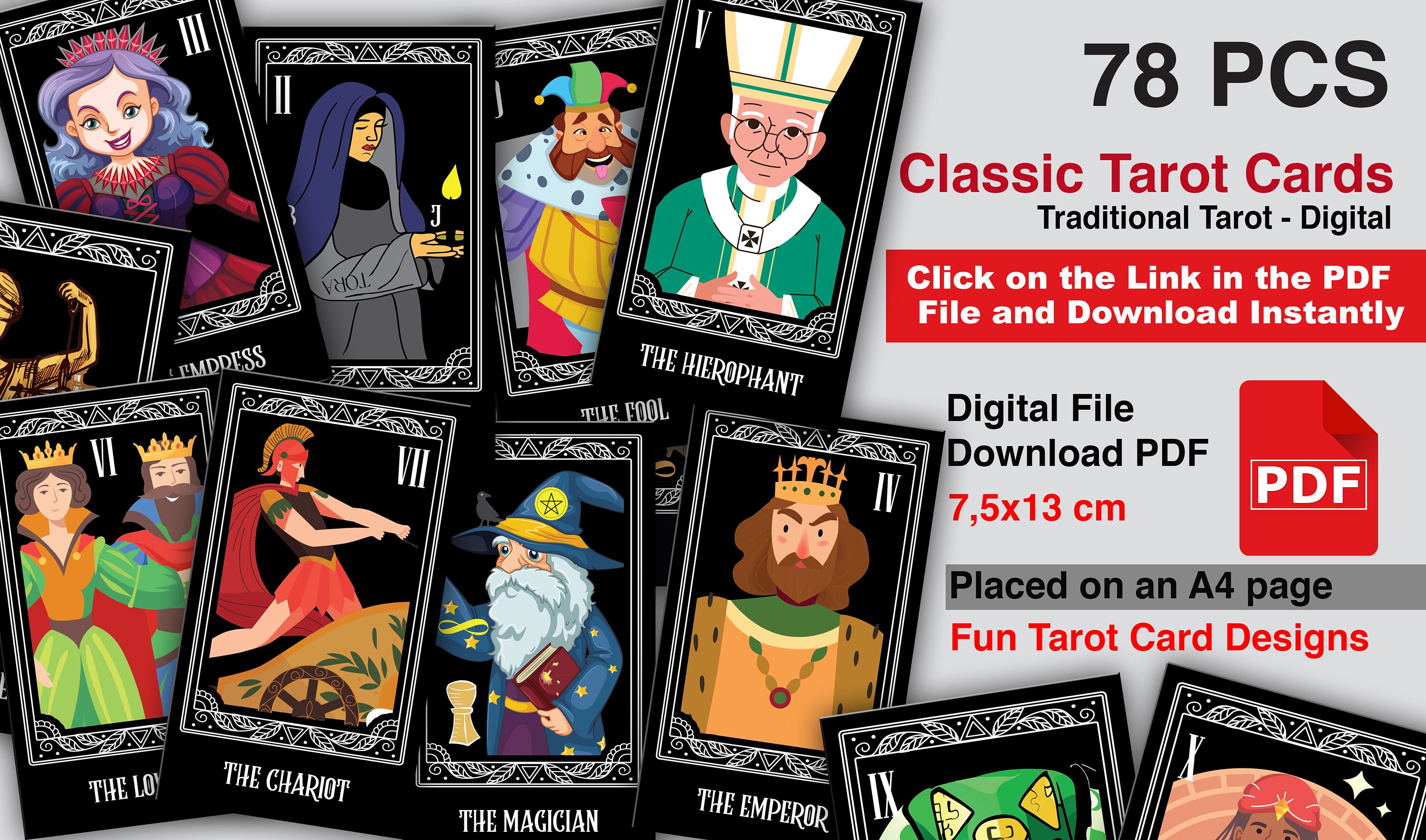 Printable Oracle Decks, Digital 78 Tarot Deck, Instant Download ...