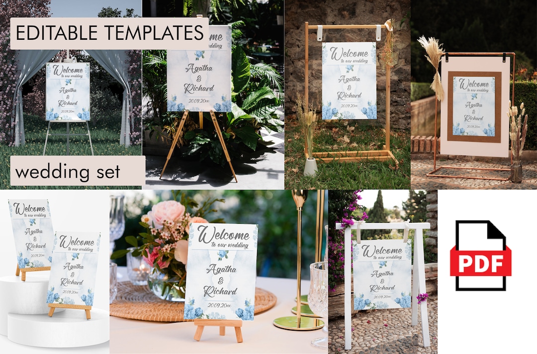 4 DIFFERENT Sizes-printable -WELCOME Template Wedding Welcome Board ...