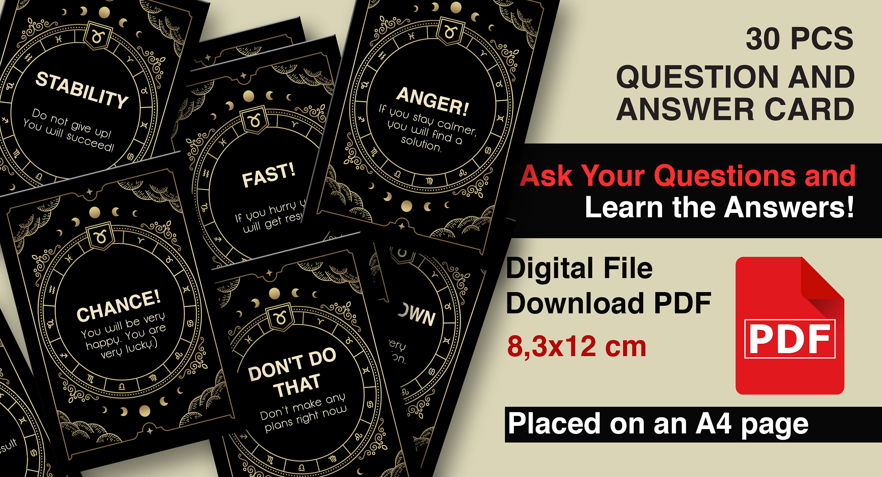 30 Pcs Oracle Answer Cards, Yes/no Digital Deck, Yes or No Digital ...