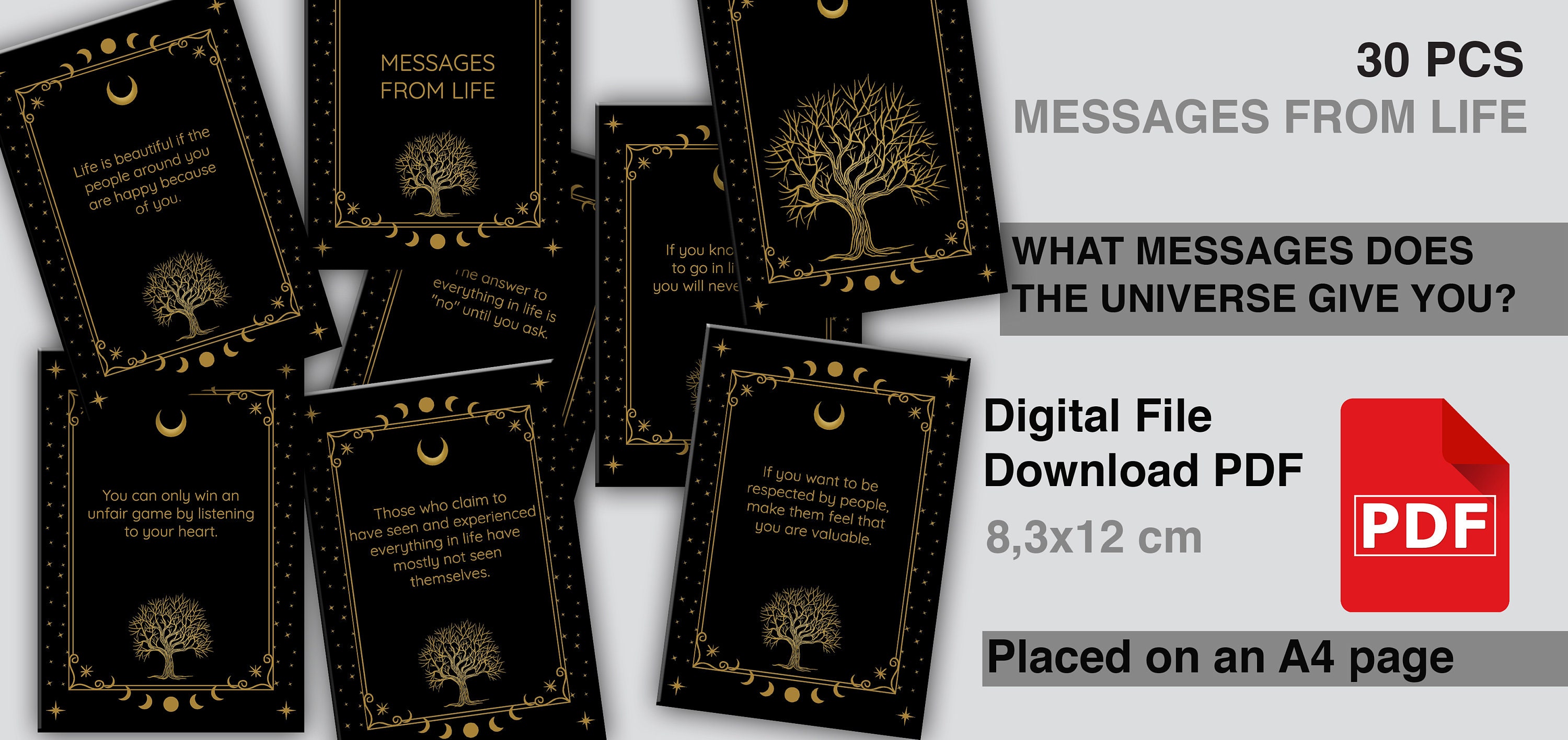 Printable Oracle Deck, Printable Tarot, Motivational Cards, Instant PDF ...