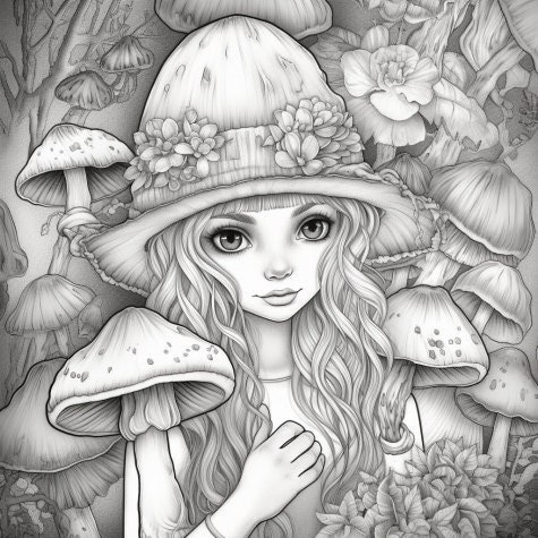 Magical Woodland Mushroom Forest Coloring Pages - Etsy