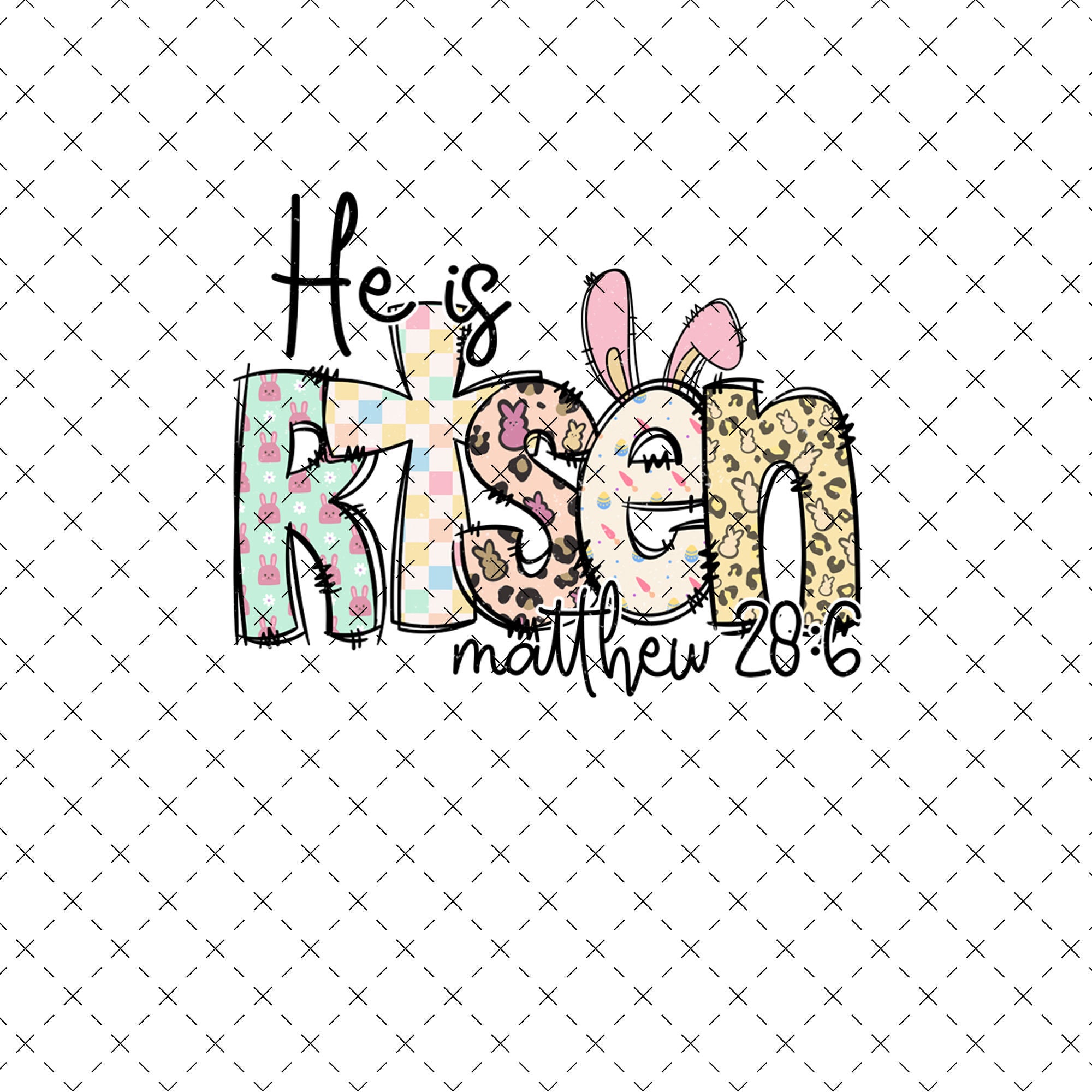 He is Risen Png,matthew 28:6,risen Png,retro Easter Doodle Png,easter ...