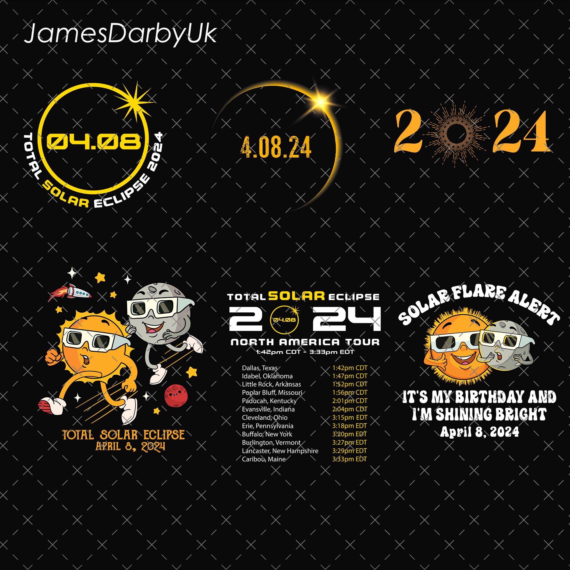 Solar Eclipse 2024 PNG Bundle, April 8 2024 Png, Astronomy Png ...