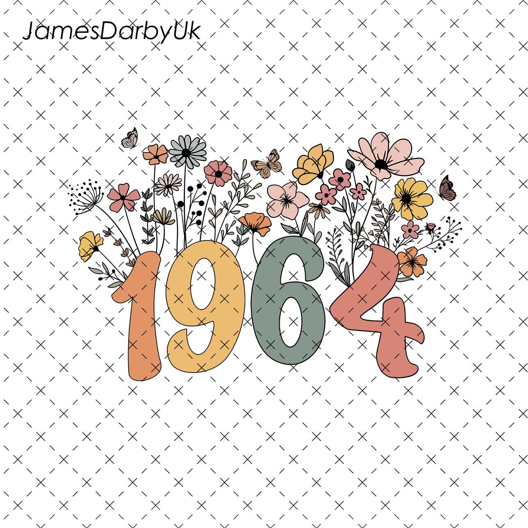 1964 Birthday Png, Wildflower 1964 Png, 60th Birthday Png, Vintage 1964 ...