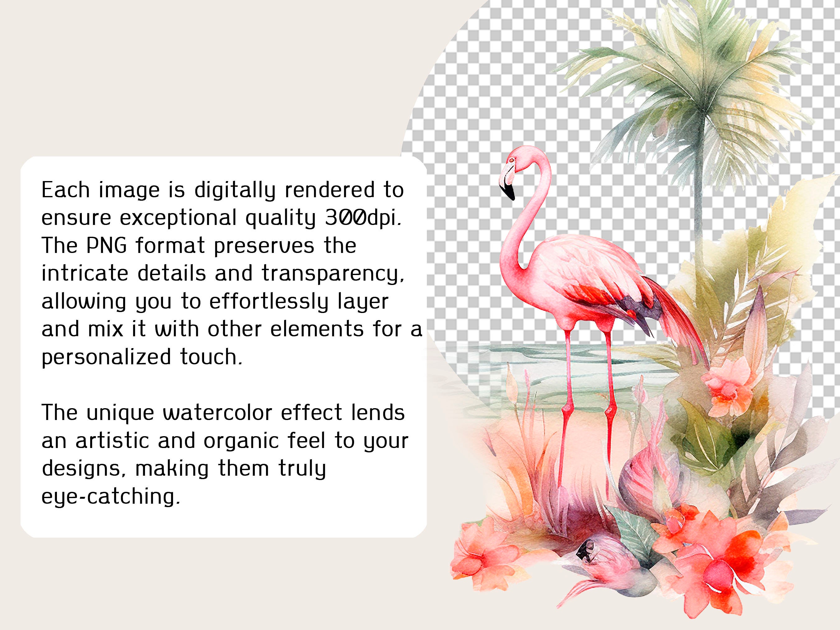 Watercolor Flamingo PNG Bundle Watercolor Beach Flamingo Palm - Etsy