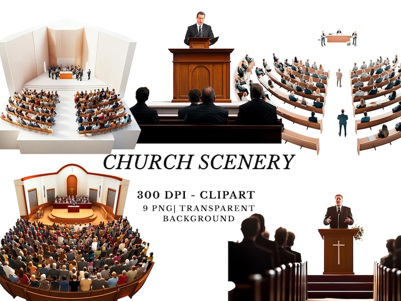 Conference Church Clipart Bundle PNG Preacher Pulpit Clipart 3d ...