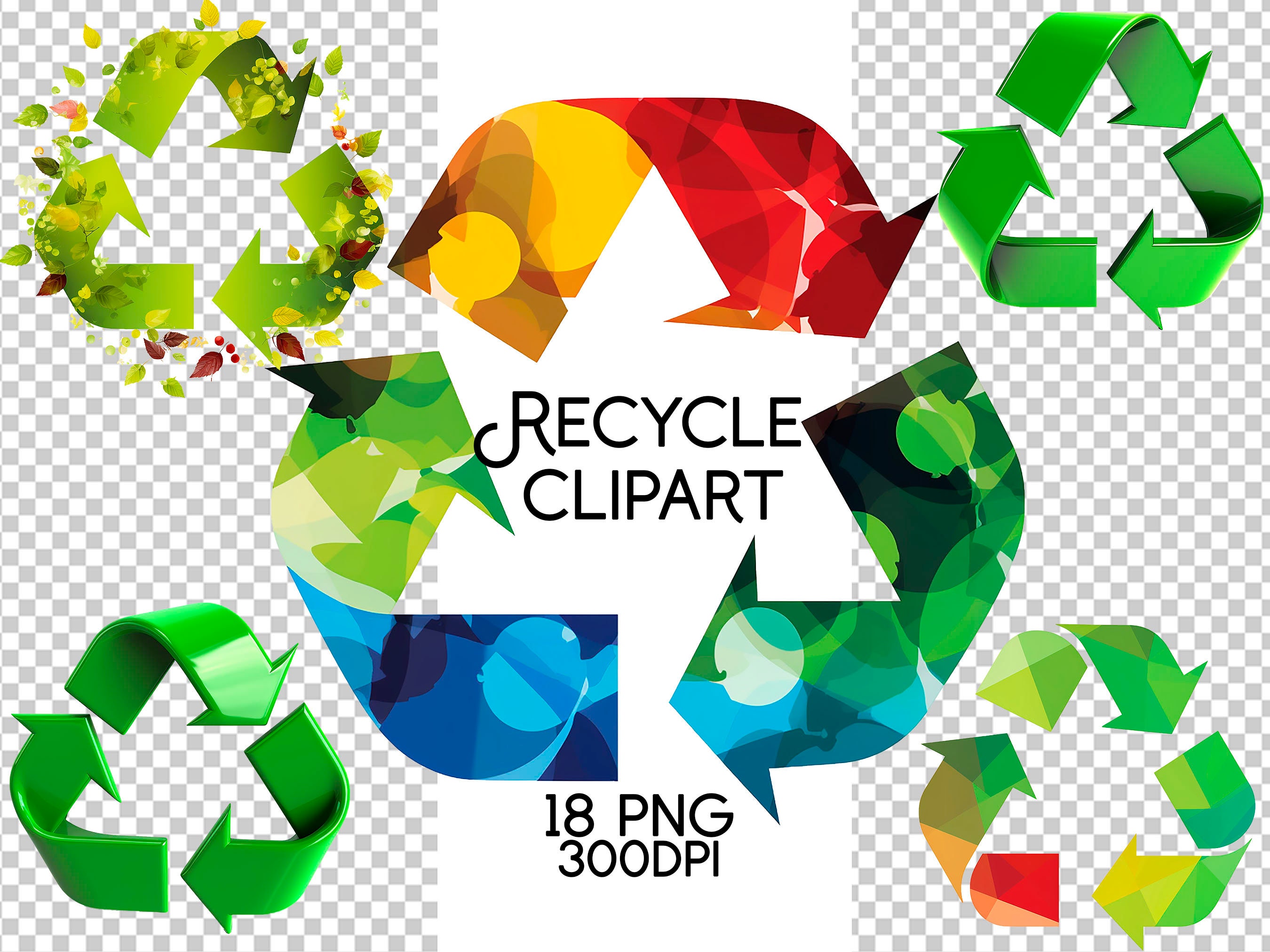 Recycle Sign Clipart Bundle Recycling Clip Art Eco-friendly Earth Day ...