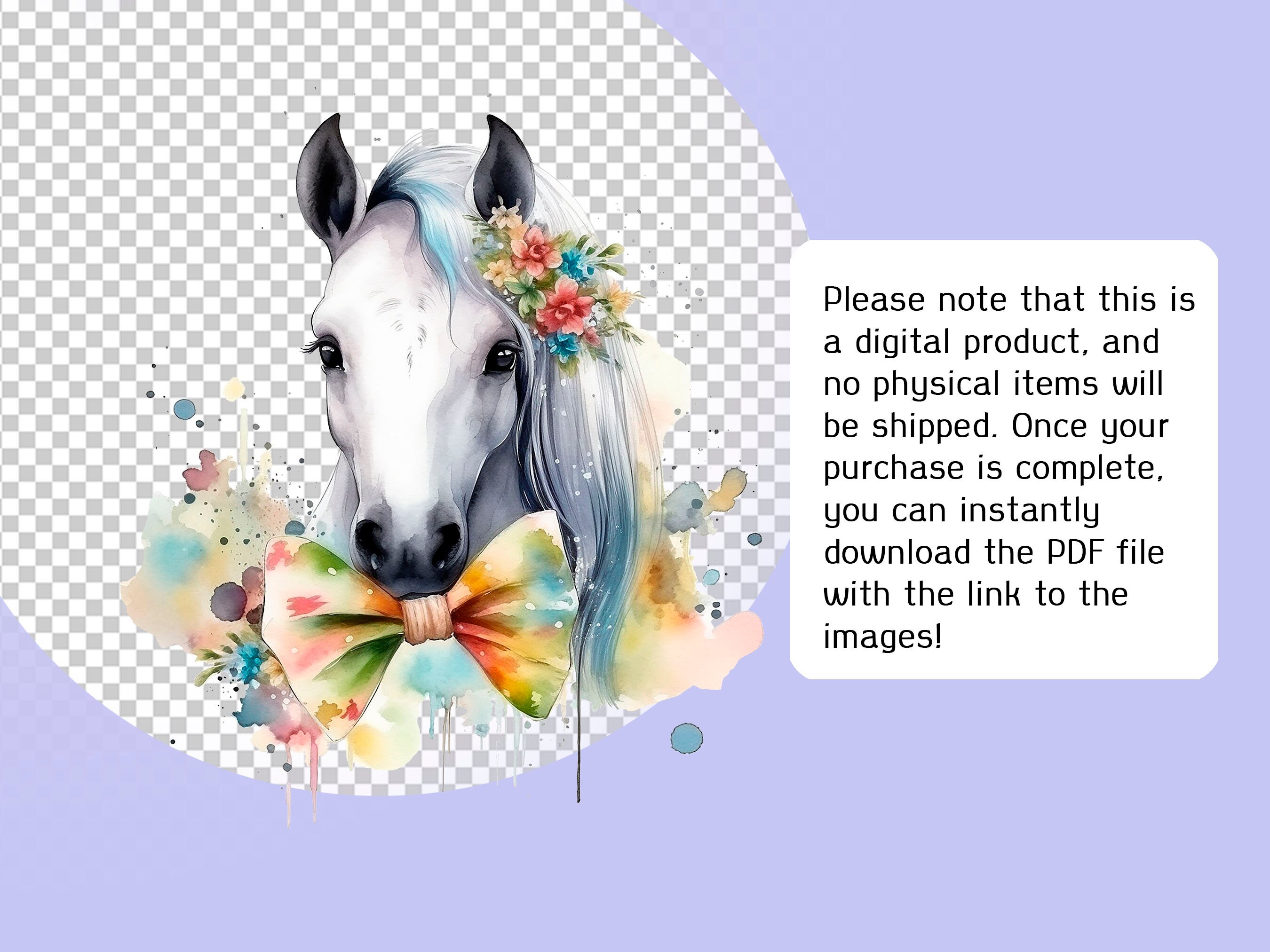 Cute Watercolor Horse Clipart Bundle Farm Animal Illustration PNG ...