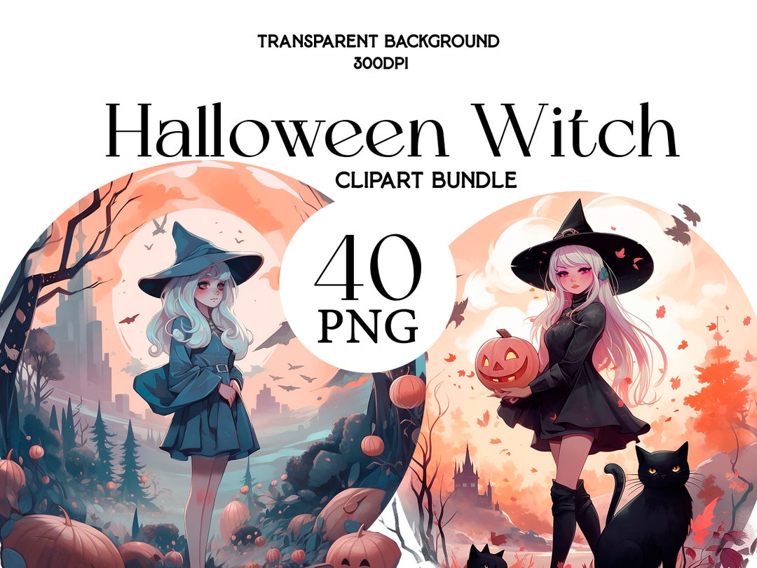 Halloween Witch Clipart Bundle PNG Halloween Clipart Bundle PNG Dark ...