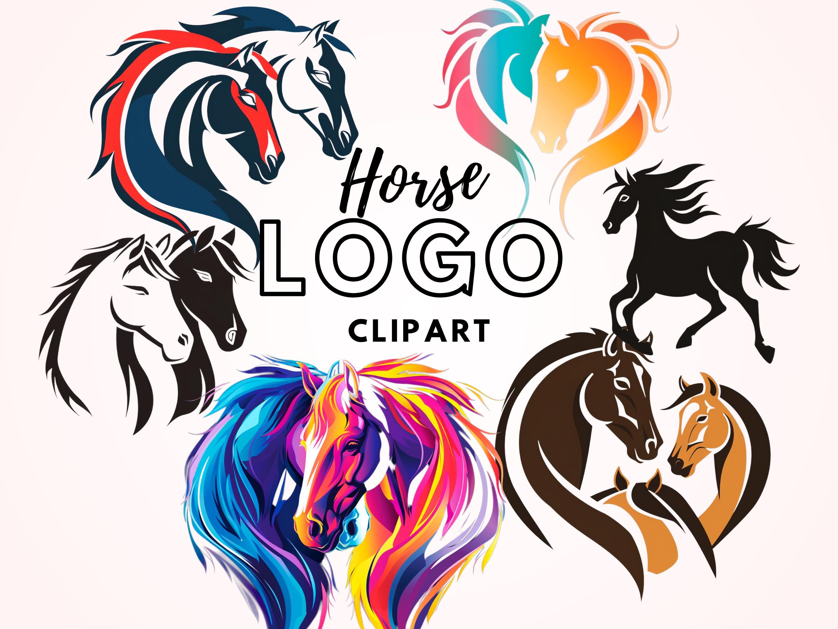 Horse Logo Clipart Bundle Horse Head PNG Abstract Horse Line Art ...