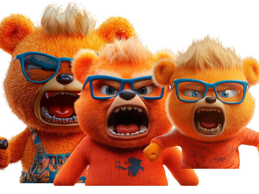 Angry Bear Clipart Cartoon Bear With Glasses PNG Cute Furry Character ...