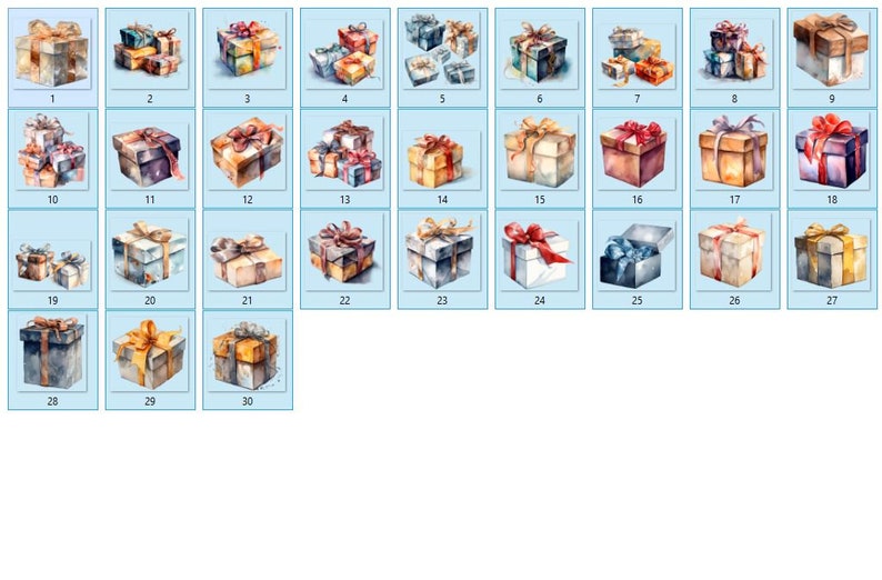 Watercolor Gift Clipart Bundle PNG Vintage Watercolor Present Clip Art ...