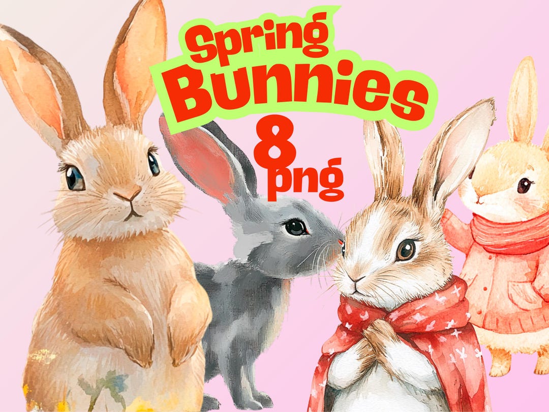 Spring Bunny Clipart Cute Rabbit PNG Easter Spring Clipart Printables ...