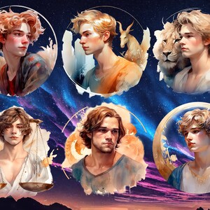 Male Zodiac Signs PNG Clipart Bundle Men Horoscope Sign Sublimation ...