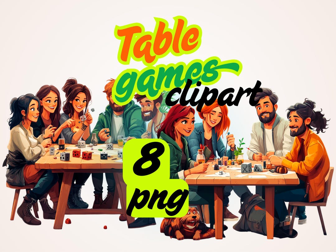 Board Game Friends Clipart Tabletop Dice Game Night PNG Bundle Gamer ...